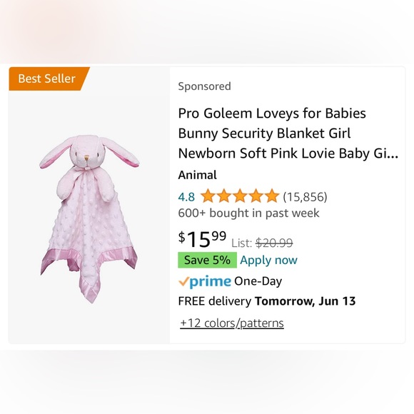 PRO GOLEEM | Toys | Nwt Pink Bunny Pro Goleem Baby Lovey | Poshmark